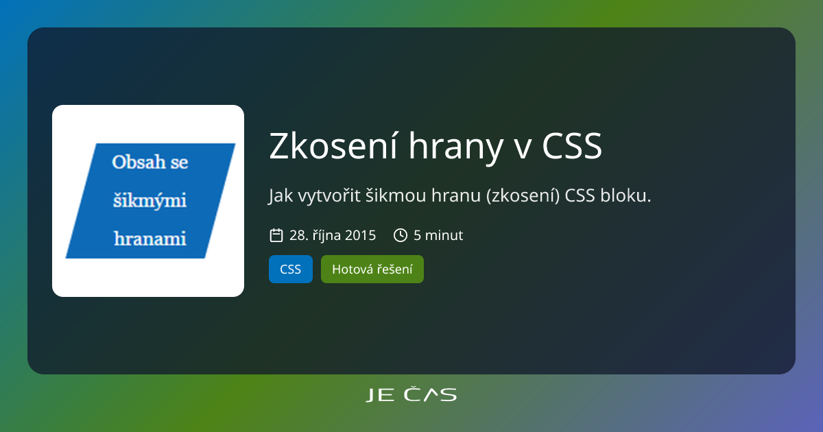 Zkosení hrany v CSS